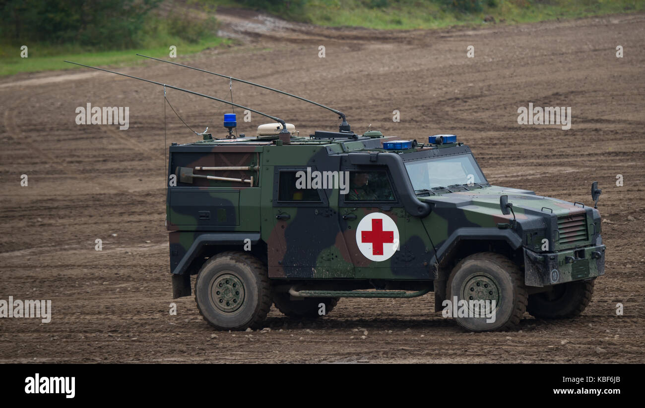 Munster, Germany. 25th Sep, 2017. The armoured medic vehicle 'Eagle IV ...