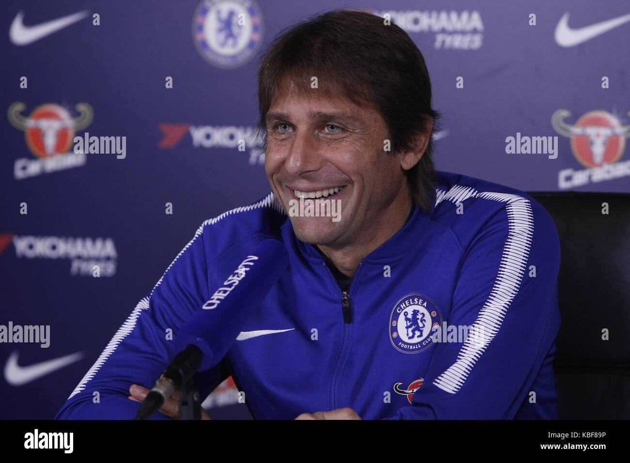 Cobham, UK. 29th Sep, 2017. Chelsea Football Club Manager, Antonio ...