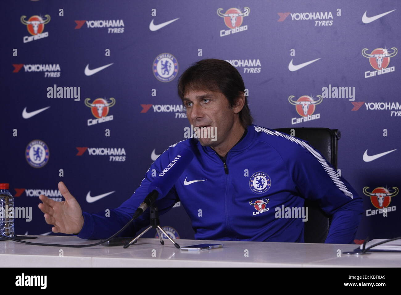 Cobham, UK. 29th Sep, 2017. Chelsea Football Club Manager, Antonio ...
