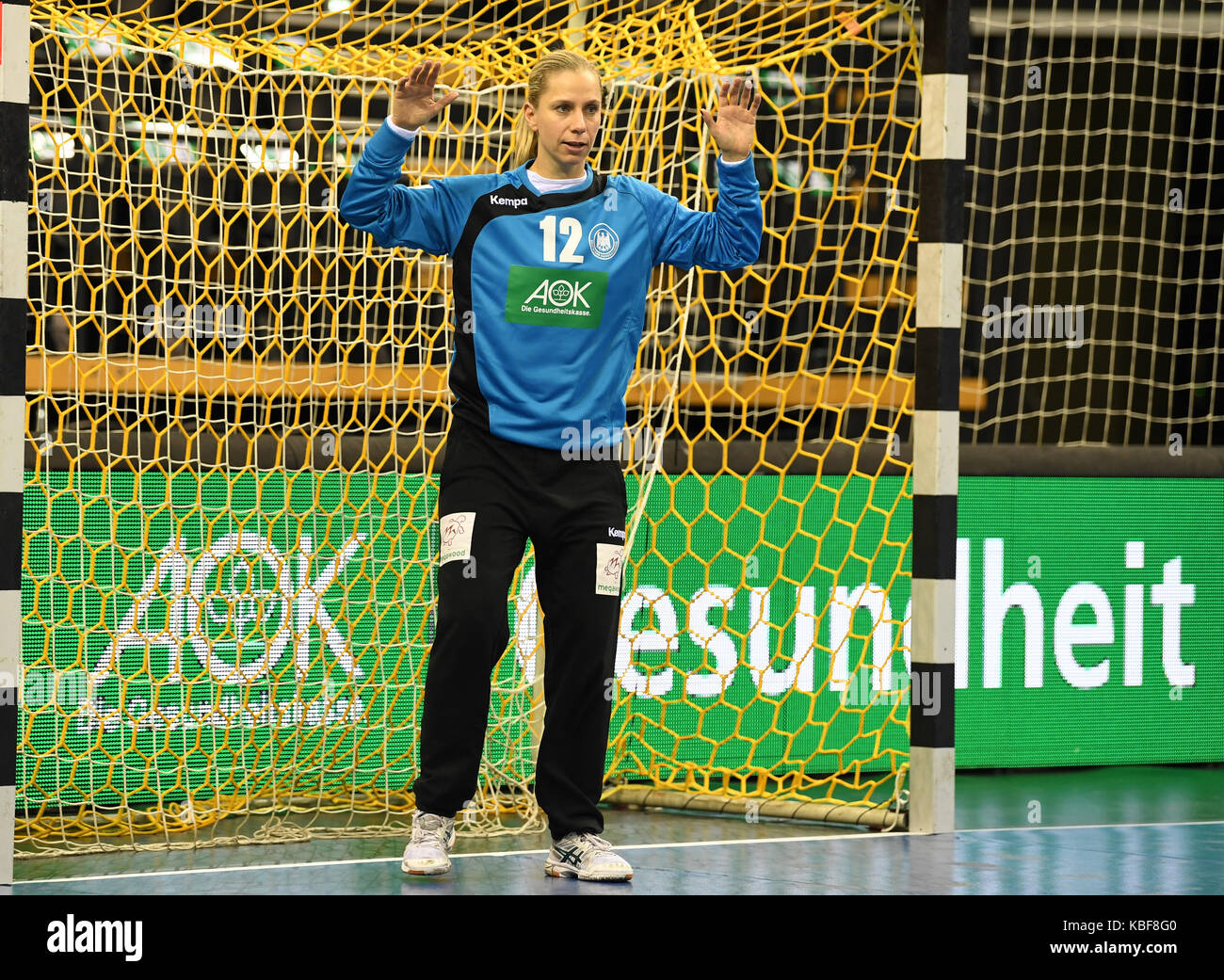 Germany's goalkeeper Katja Kramarczyk in action during the women's ...