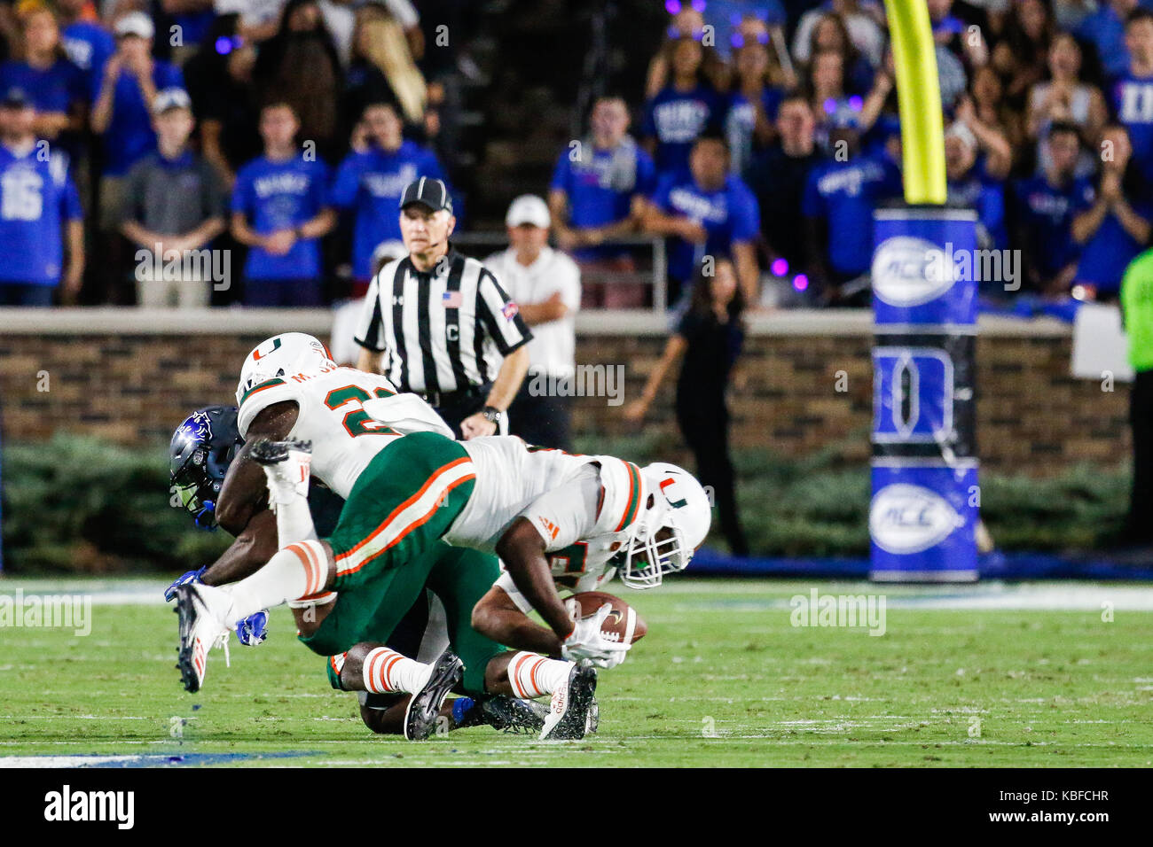 Durham, NC, USA. 29th Sep, 2017. Michael Pinckney (56) of the Miami ...
