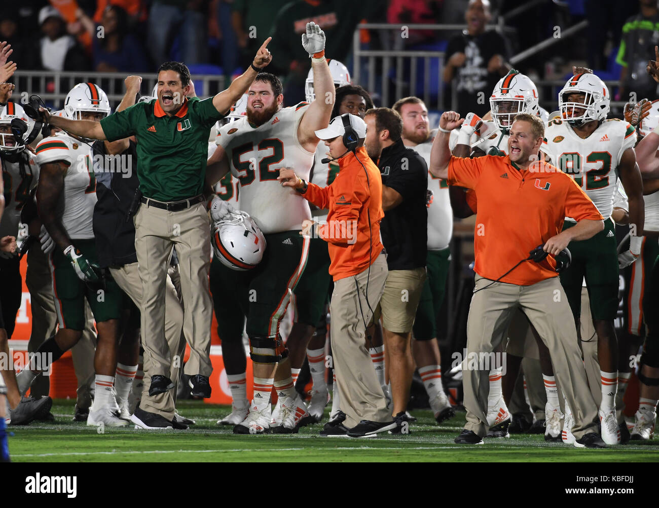 Durham, North Carolina, USA. 29th Sep, 2017. Miami's bench celebrate ...