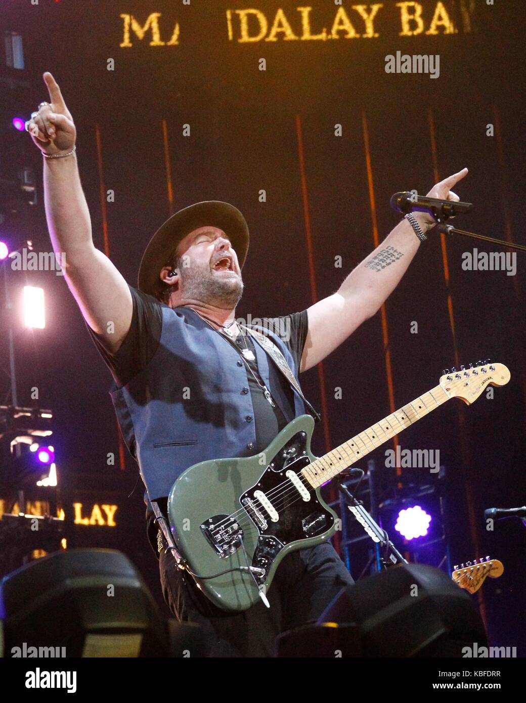 Las Vegas, NV, USA. 29th Sep, 2017. Lee Brice on stage for Route 91 ...