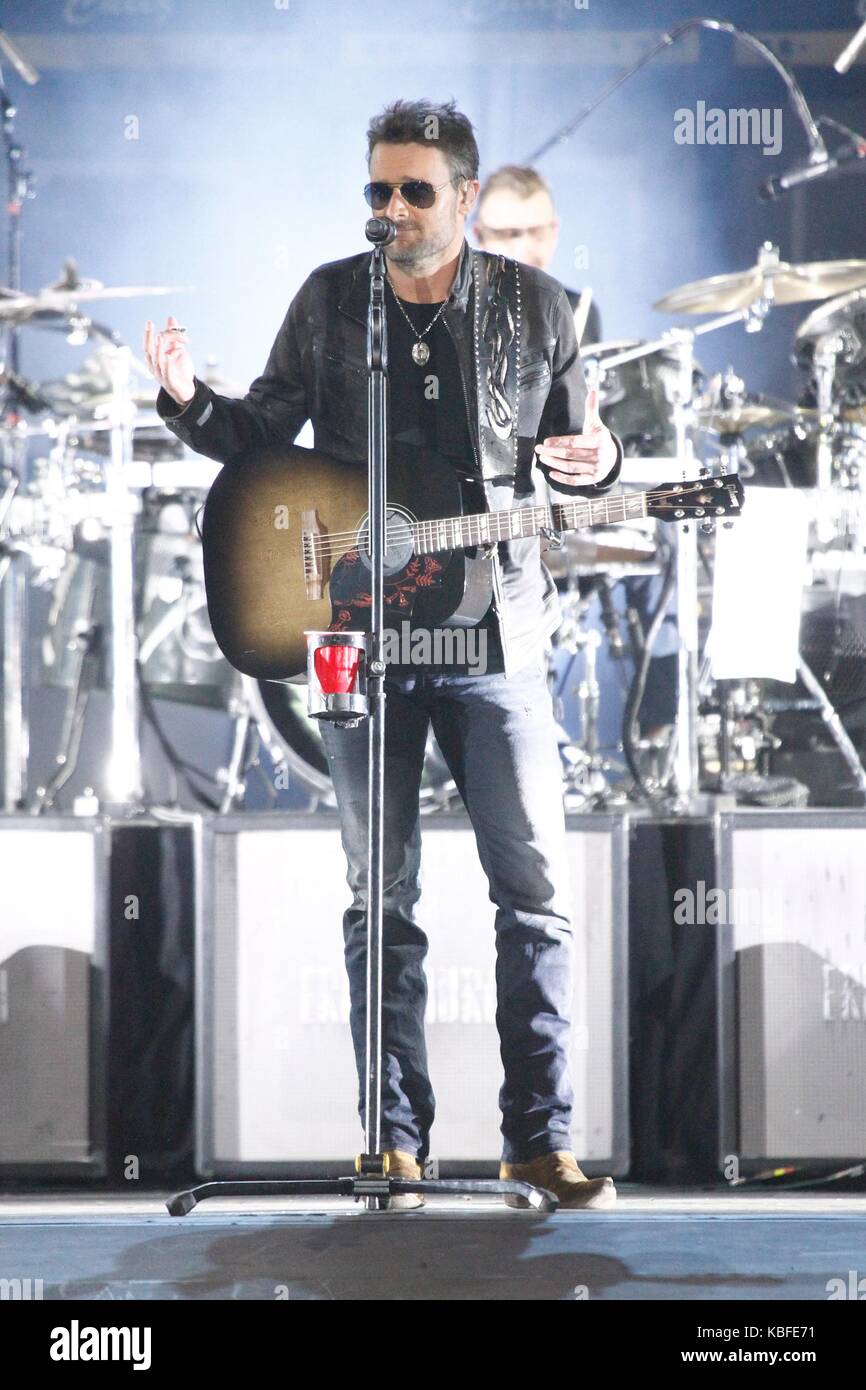 Las Vegas, NV, USA. 29th Sep, 2017. Eric Church on stage for Route 91 ...