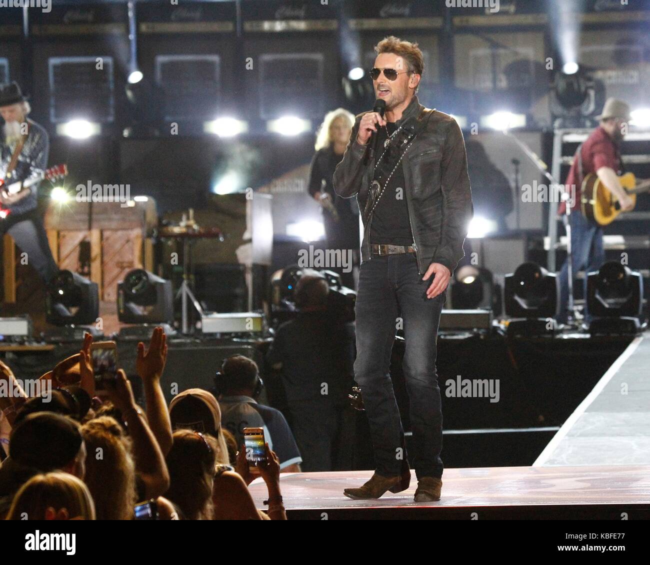Las Vegas, NV, USA. 29th Sep, 2017. Eric Church on stage for Route 91 ...