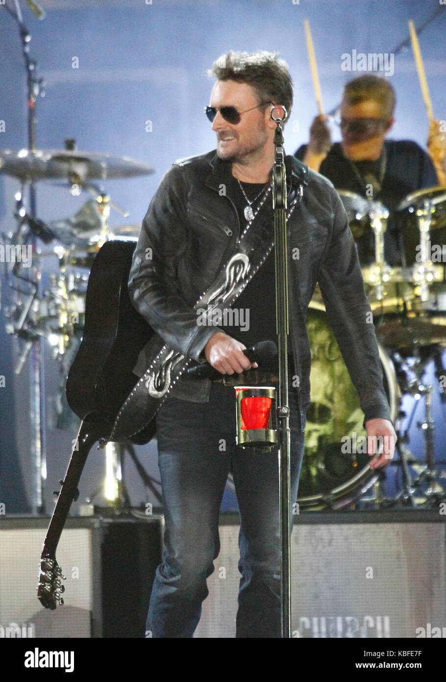Las Vegas, NV, USA. 29th Sep, 2017. Eric Church on stage for Route 91 ...