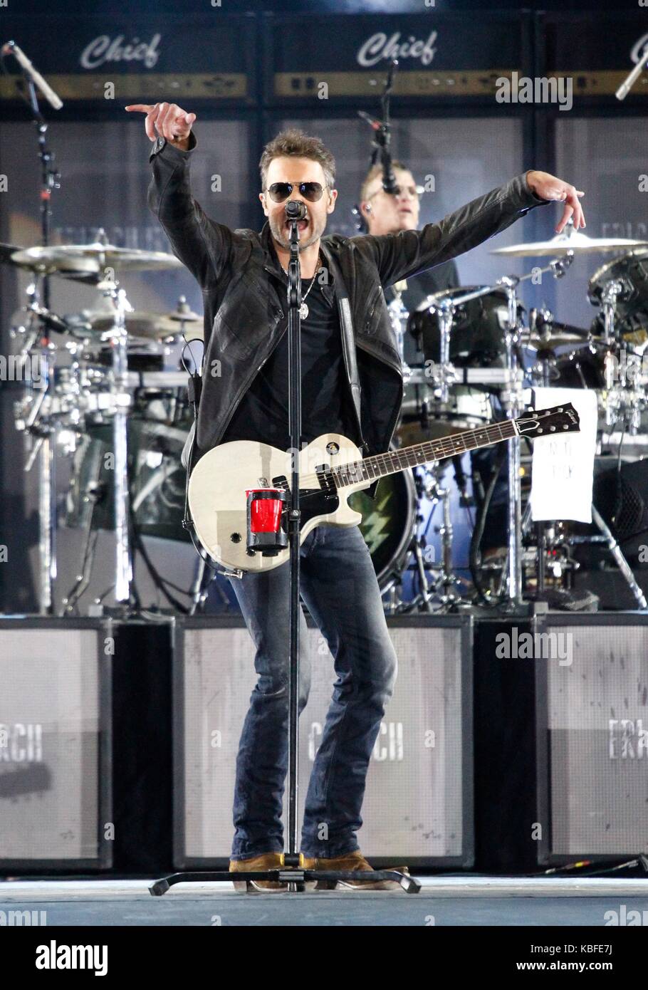 Las Vegas, NV, USA. 29th Sep, 2017. Eric Church on stage for Route 91 ...