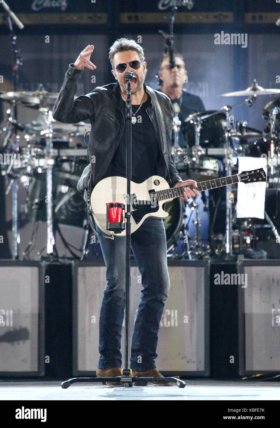Las Vegas, NV, USA. 29th Sep, 2017. Eric Church on stage for Route 91 ...