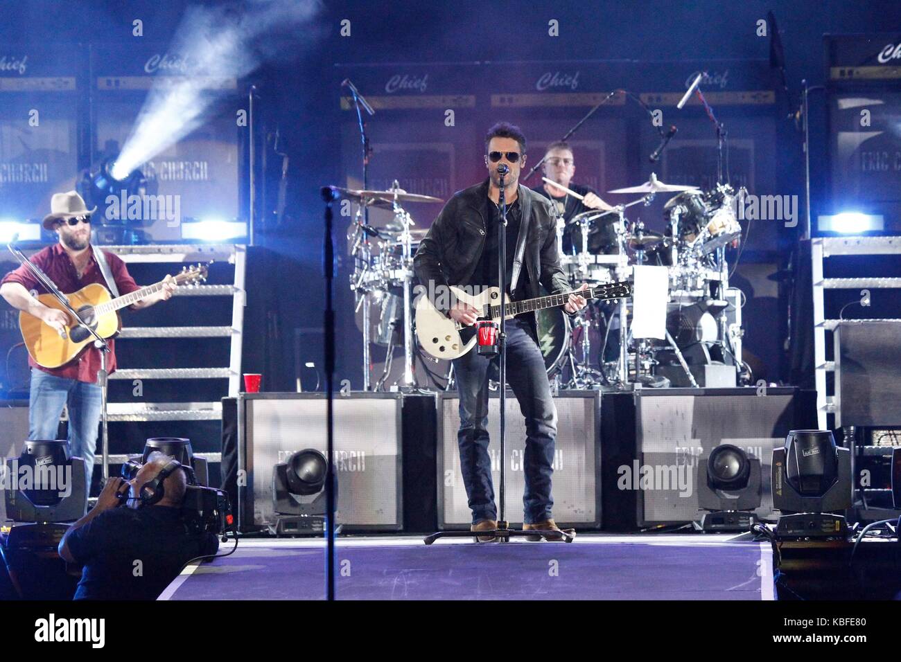 Las Vegas, NV, USA. 29th Sep, 2017. Eric Church on stage for Route 91 ...