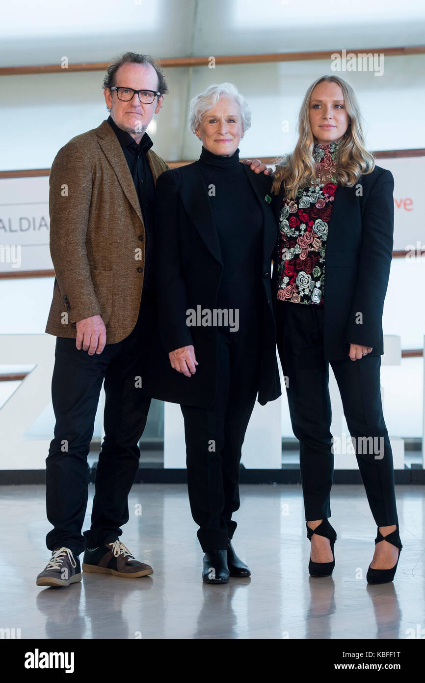 San Sebastian, Spain. 30th Sep, 2017. Bjorn Runge, Glenn Close and ...