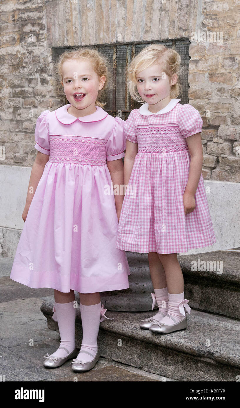 Princess Luisa (L) and Princess Cecilia leave the Santa Maria della ...
