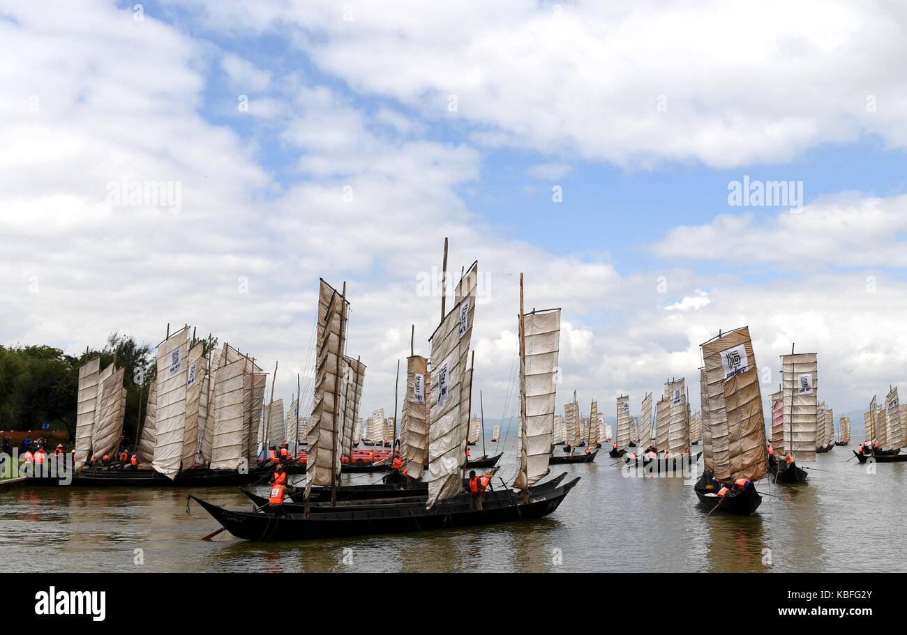 Kunming, China's Yunnan Province. 30th Sep, 2017. Boats set sail for ...