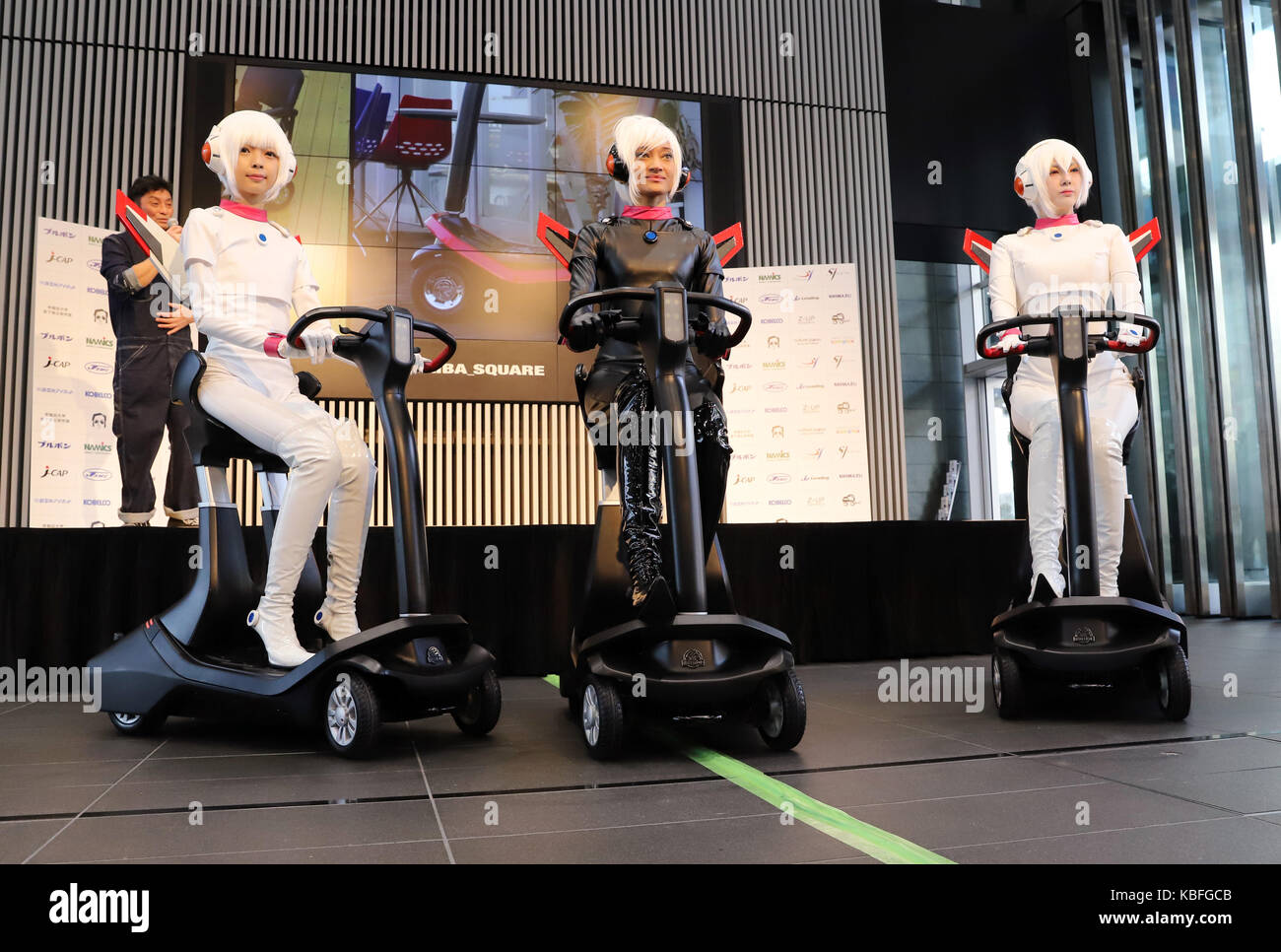 Tokyo, Japan. 29th Sep, 2017. Models display eleectric personal ...