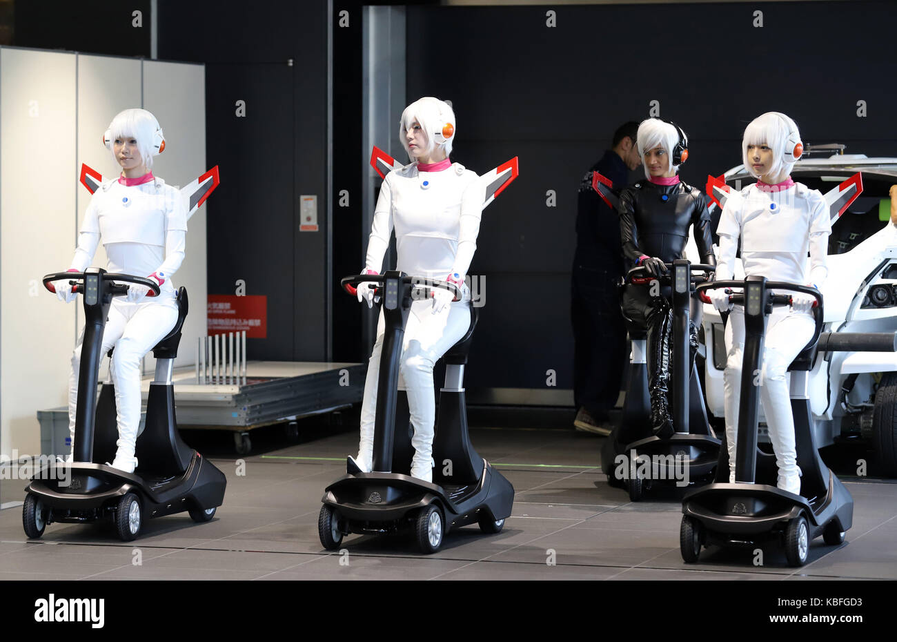 Tokyo, Japan. 29th Sep, 2017. Models display eleectric personal ...