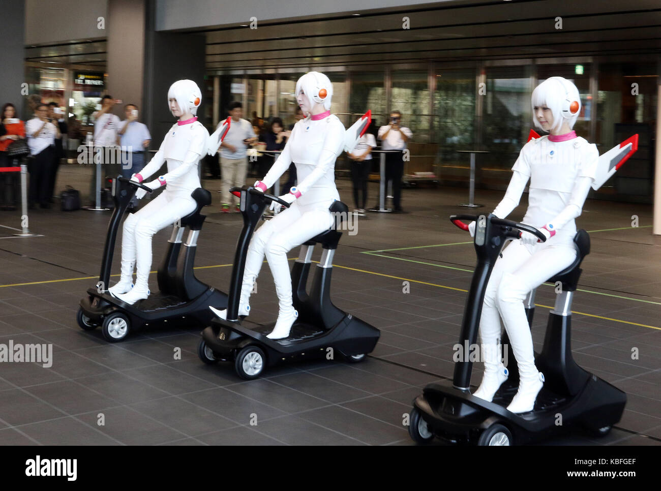 Tokyo, Japan. 29th Sep, 2017. Models display eleectric personal ...