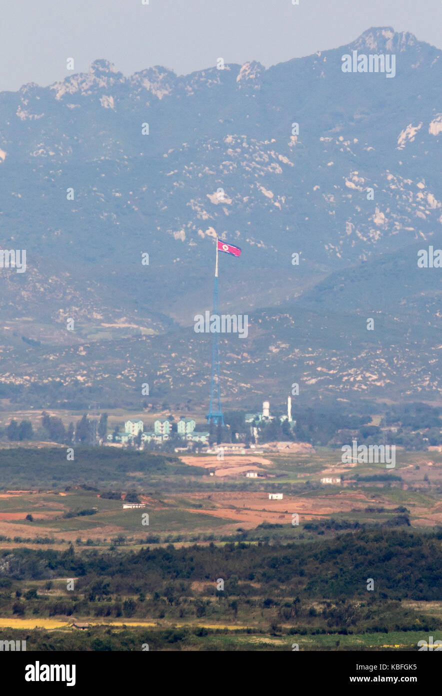 North Korean flag in DMZ, Sep 29, 2017 : A North Korean flag on top of ...