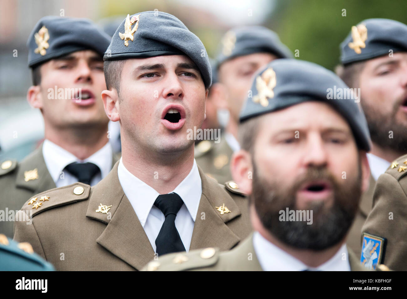 Siero, Spain. 30th September, 2017. Soldiers at the military parade ...