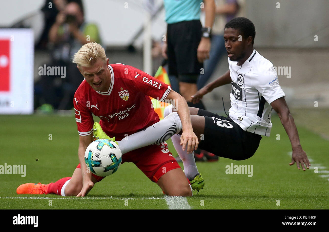 Frankfurt, Germany. 30th Sep, 2017. Frankfurt's Taleb Tawatha (R) and ...