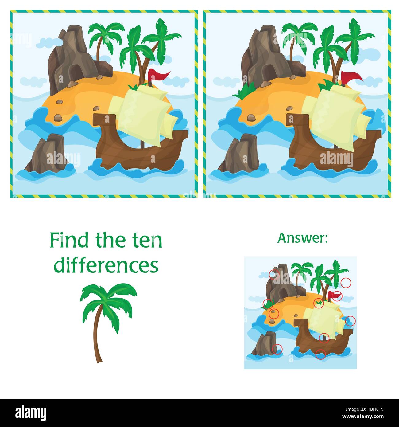 Find the ten differences between the two images with Island and Ship ...