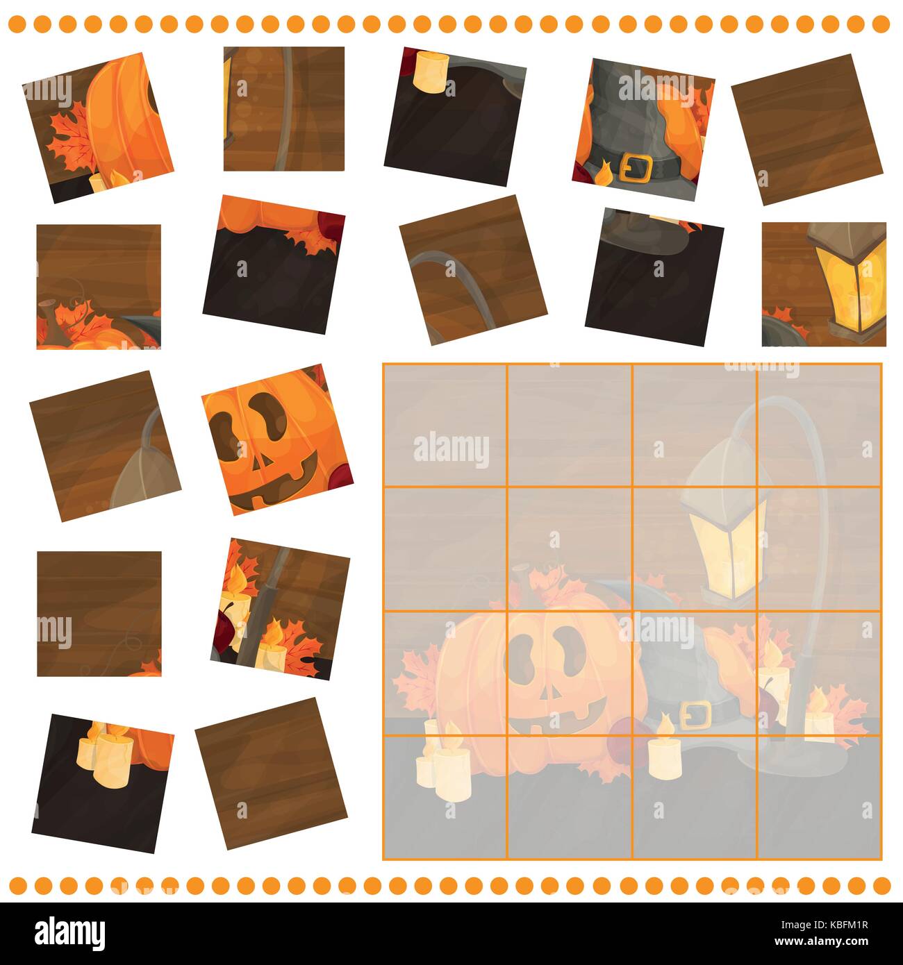Jigsaw Puzzle game for Children with pumpkins - halloween Stock Vector ...