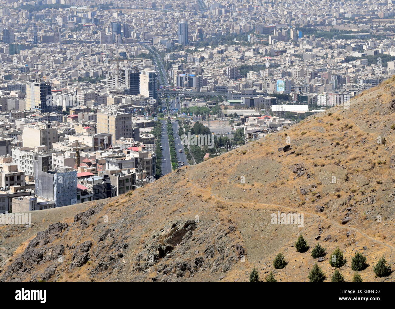 Iran city skyline from the mountains - Urban growth and development in ...