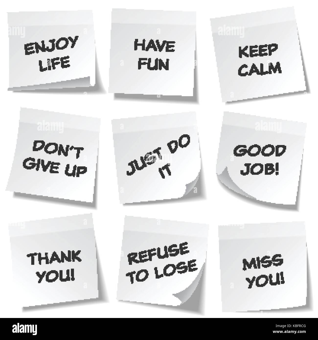 Sticky note with text and shadow isolated on transparent background set ...