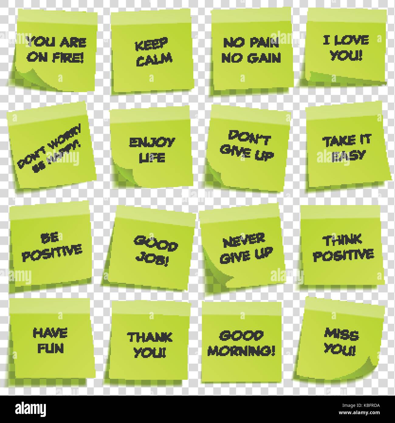 Sticky note with text and shadow isolated on transparent background set ...