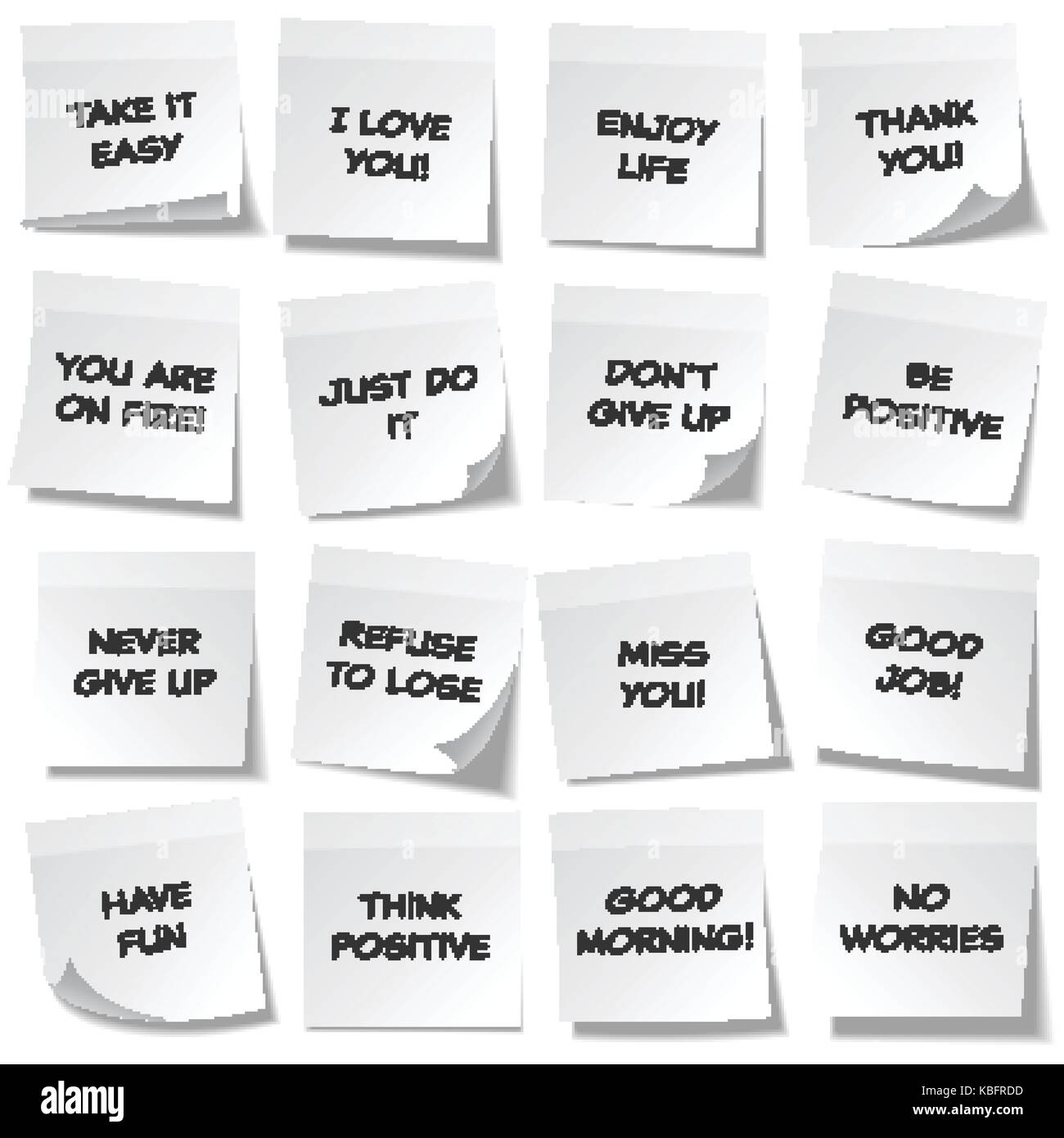 Sticky note with text and shadow isolated on transparent background set ...