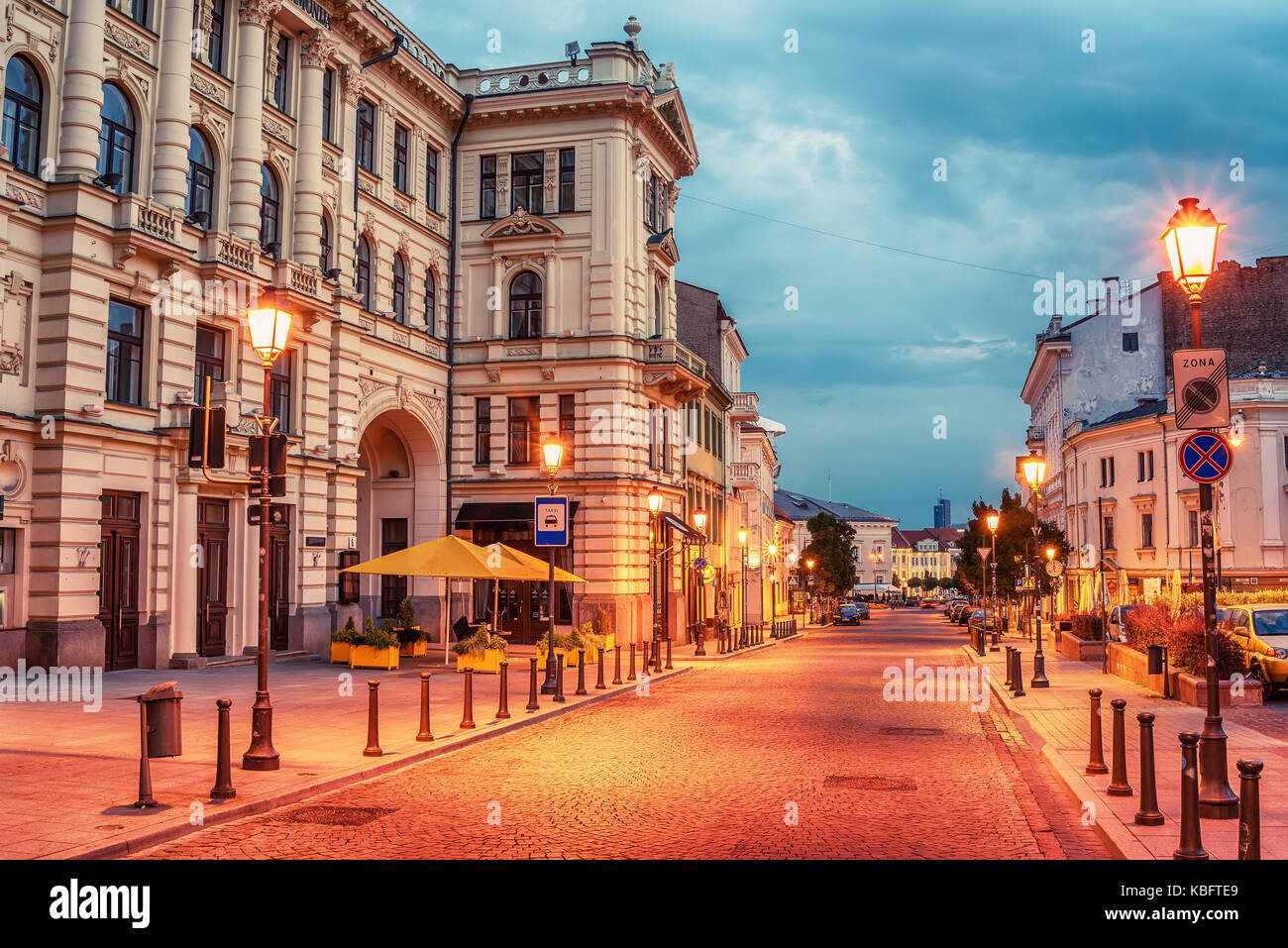 Vilnius, Lithuania: Didzioji street in the old town at sunrise Stock ...
