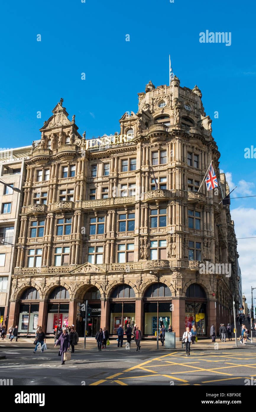 View of famous Jenners Department store on Princes Street in Edinburgh ...