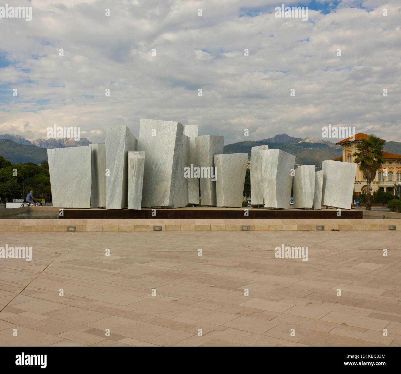 MARINA DI MASSA, ITALY - AUGUST 22 2015: Le Vele monument in white ...