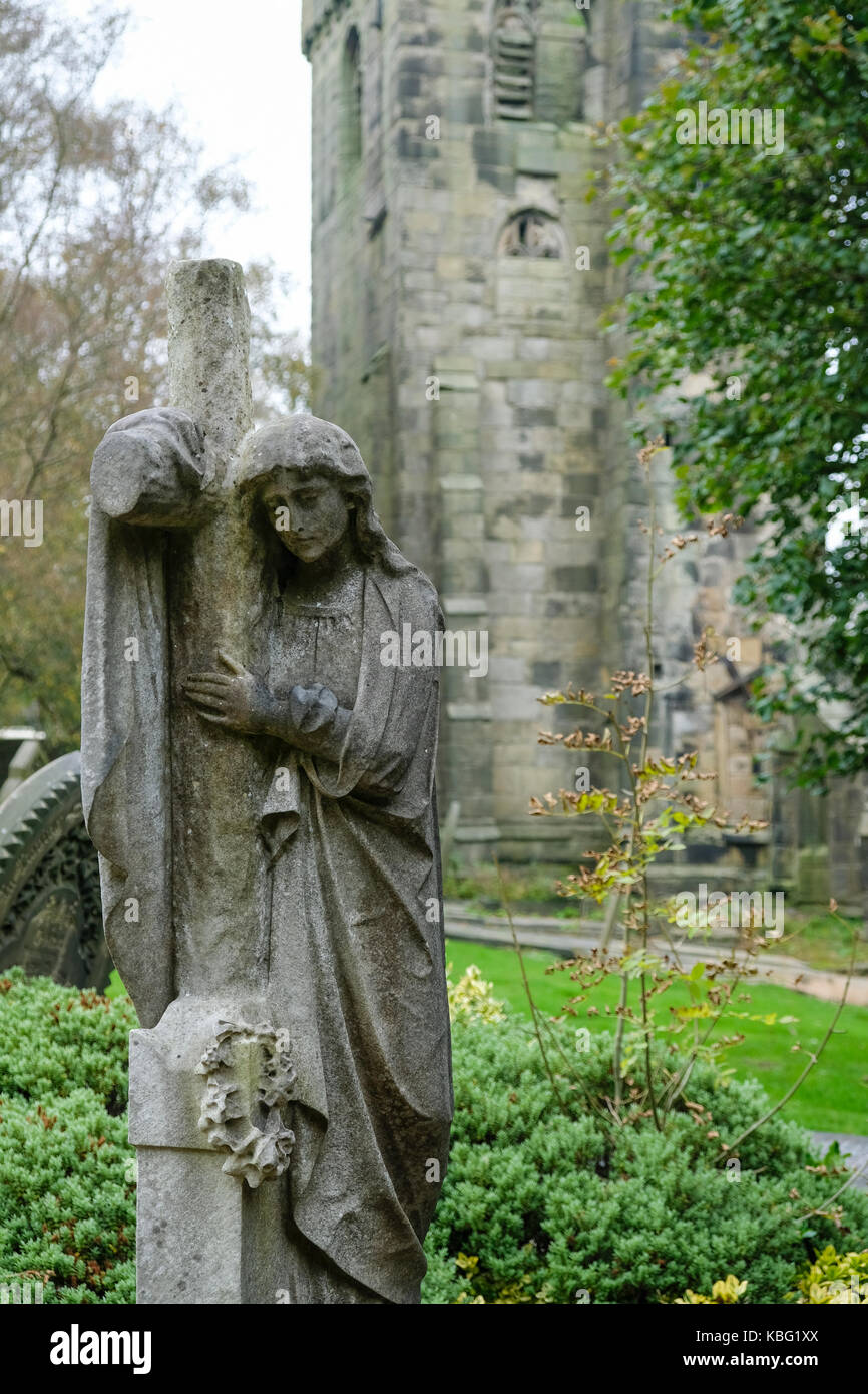Ruins of 13th century church of St Thomas a Becket, Heptonstall, near Hebden Bridge, West ...