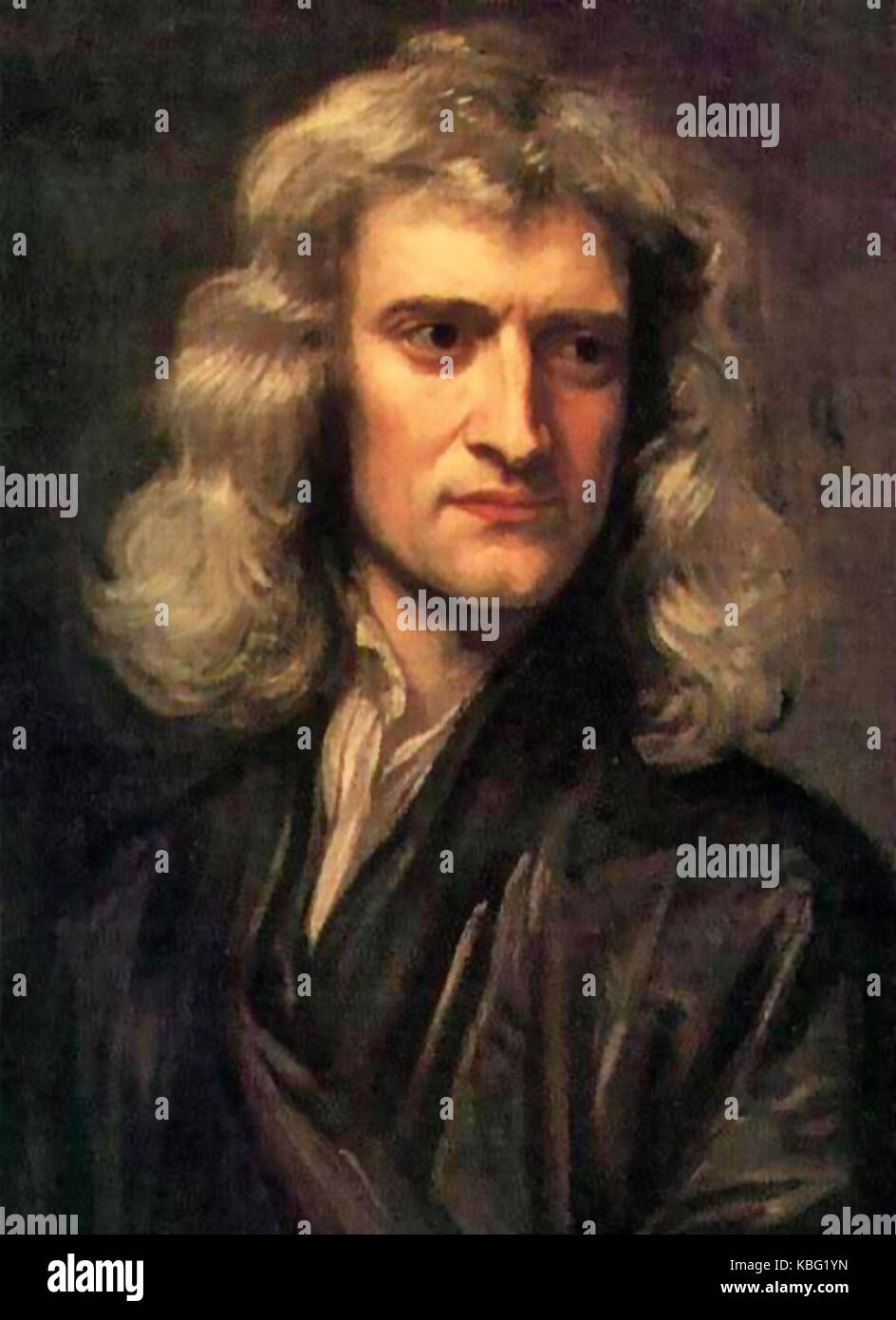 ISAAC NEWTON (1642-1727) English scientist painted in 1689 by Godfrey ...