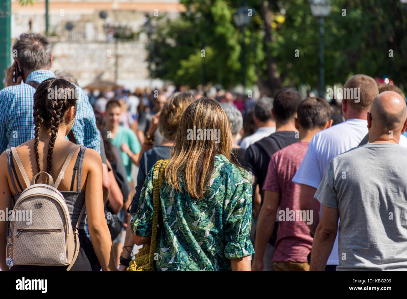 Crowd of people walking in the city of Athens, Greece Stock Photo - Alamy