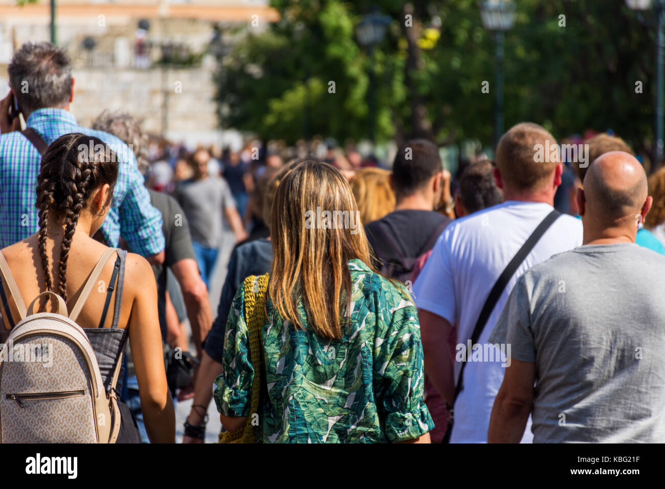 Crowd of people walking in the city of Athens, Greece Stock Photo - Alamy
