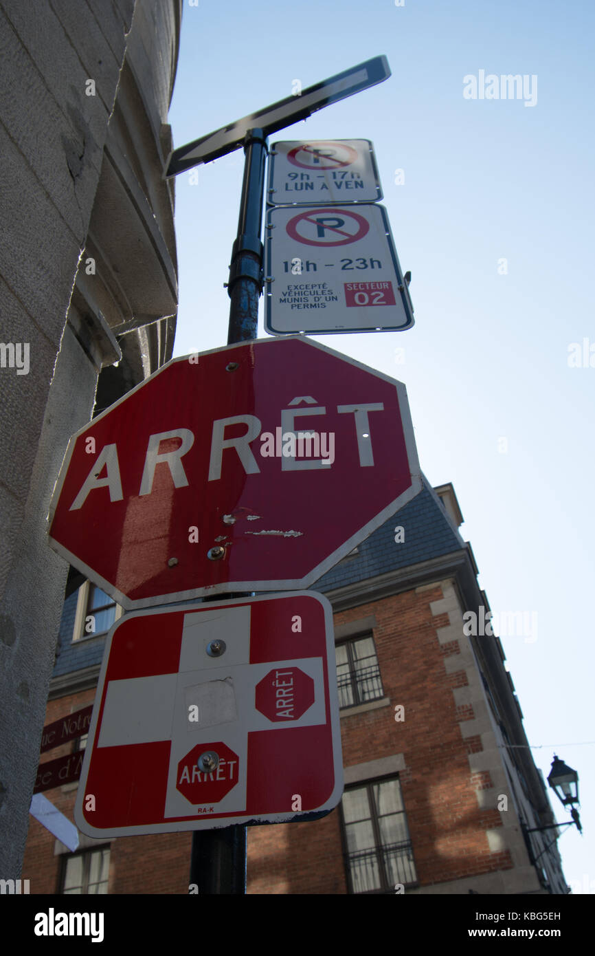 Arret Stop Sign in French Montreal Canada Stock Photo - Alamy Arret Stop Sign in French Montreal Canada Stock Photo - Alamy