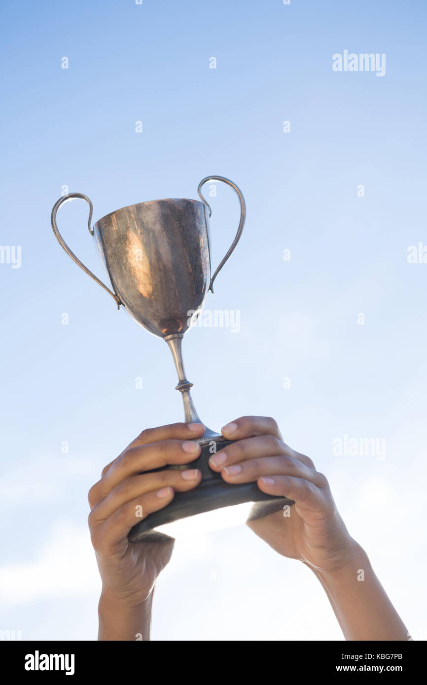 Hand holding trophy hi-res stock photography and images - Alamy
