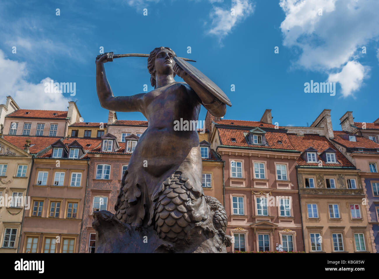 The Statue of Mermaid of Warsaw, Polish Syrenka Warzawska, a symbol of ...