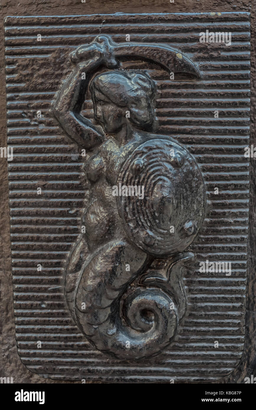 The Mermaid of Warsaw, Polish Syrenka Warzawska, a symbol of Warsaw ...