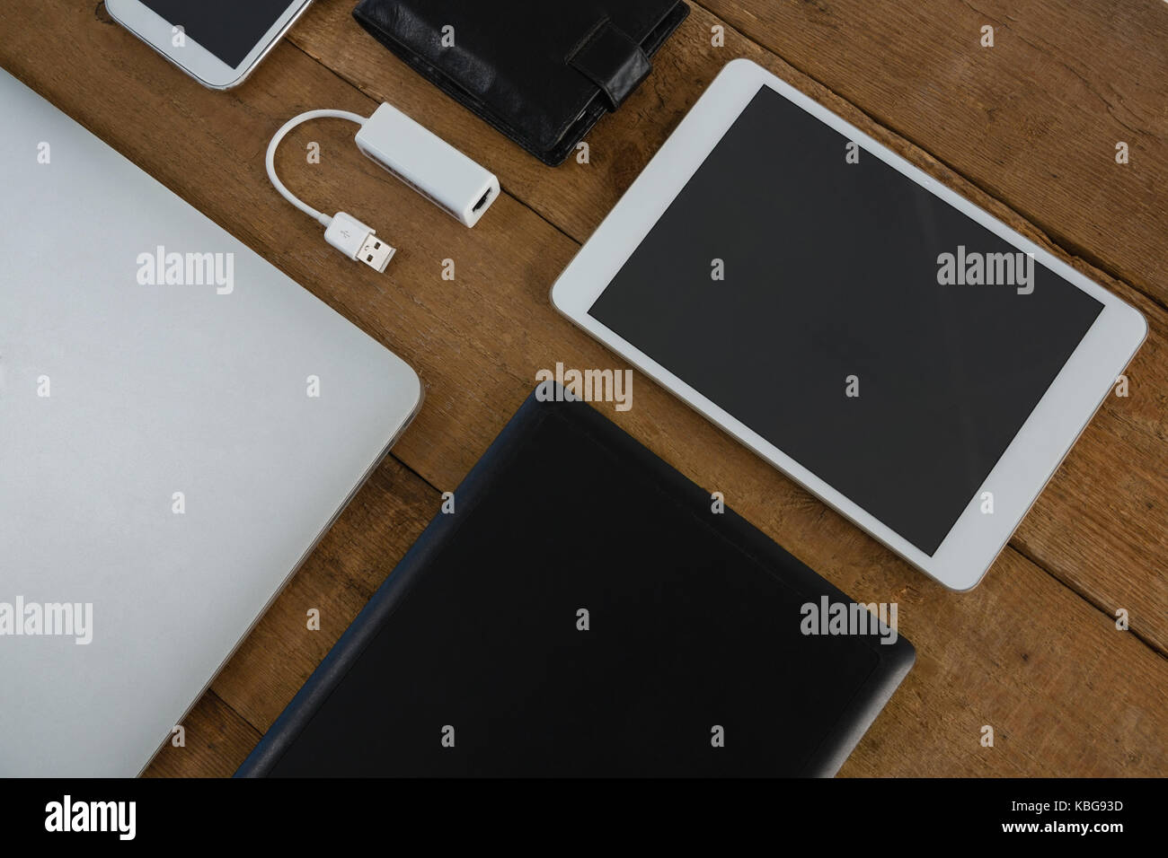 Overhead various gadgets hi-res stock photography and images - Alamy