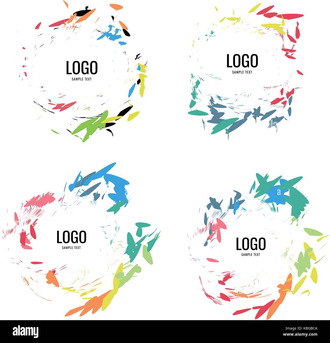 A series of circular logos in a natural style on a white background ...