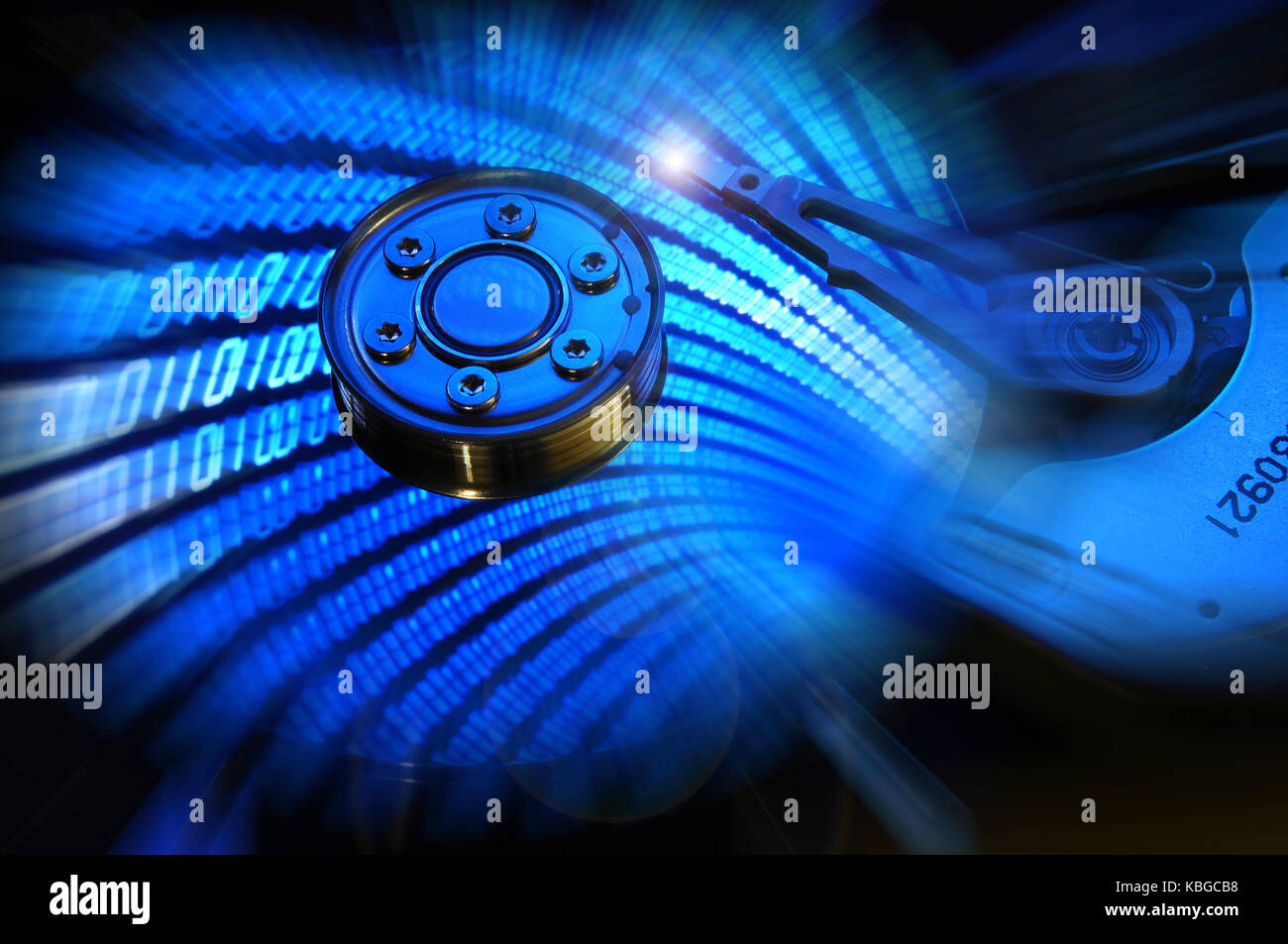 close up of open hard disk with binary effects Stock Photo - Alamy