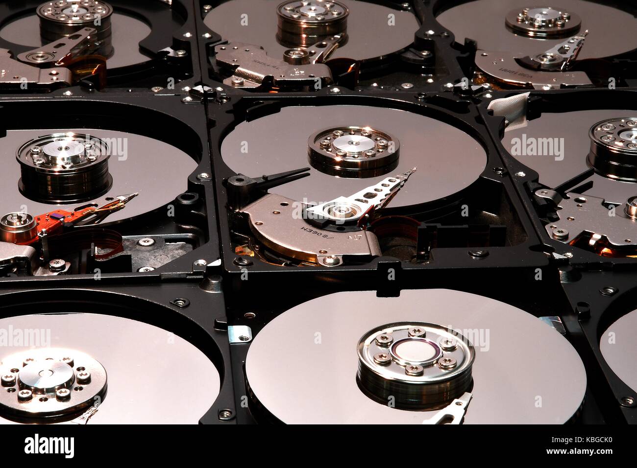 Aligned Open Hard Disk Computer Drives Stock Photo - Alamy