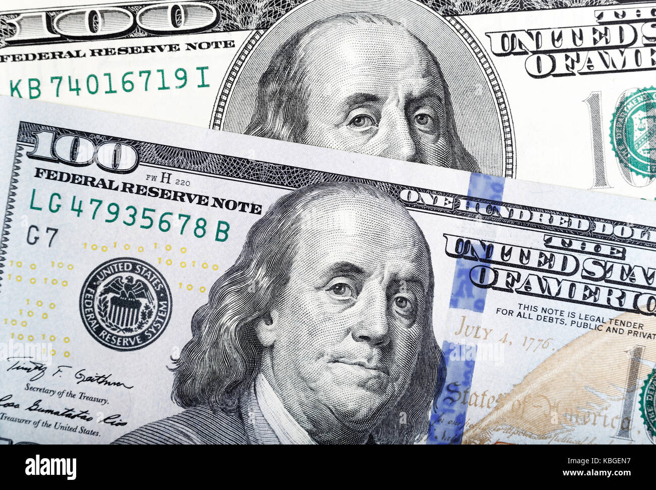 Abstract Detail of the Newly Design U.S. One Hundred Dollar Bill Stock ...