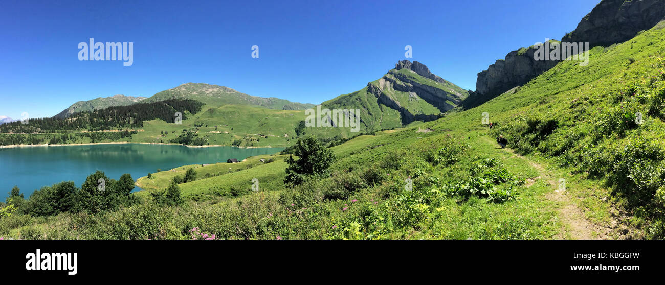 panoramic view on greenery mountain with a lake Stock Photo - Alamy