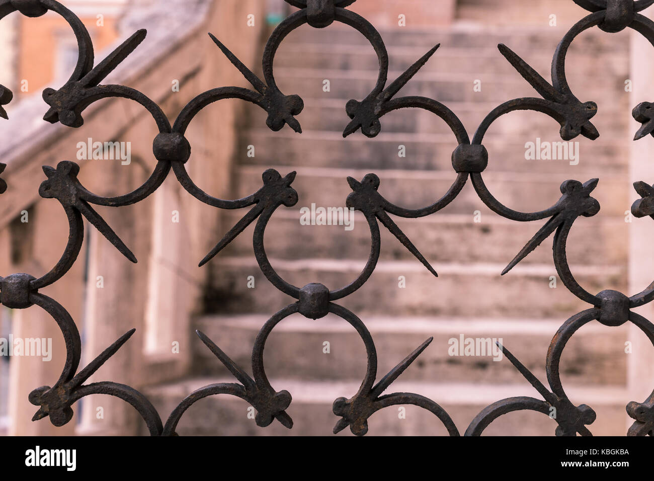 The details of an ancient iron artistic grid Stock Photo - Alamy