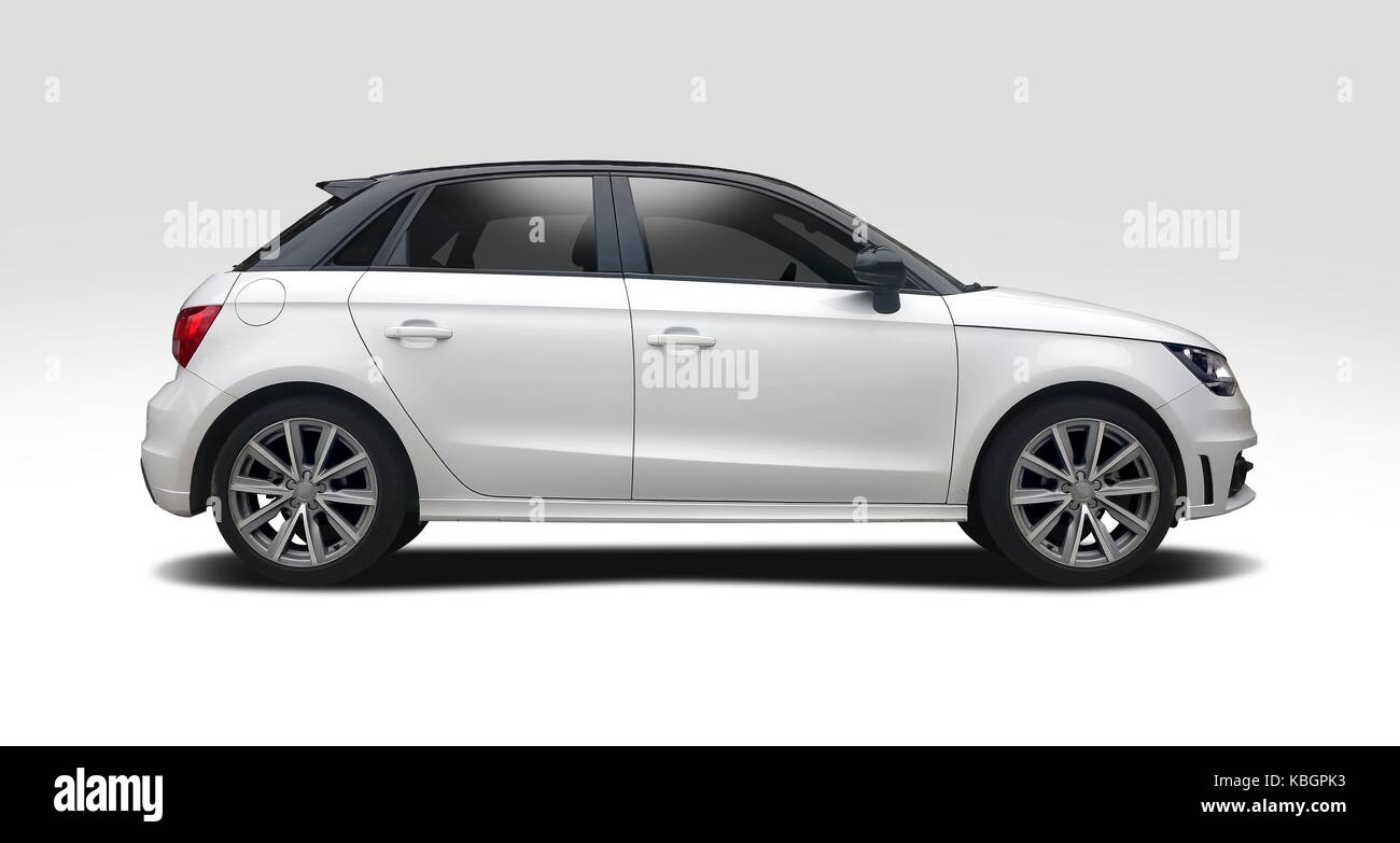 German hatchback car side view isolated on white Stock Photo - Alamy