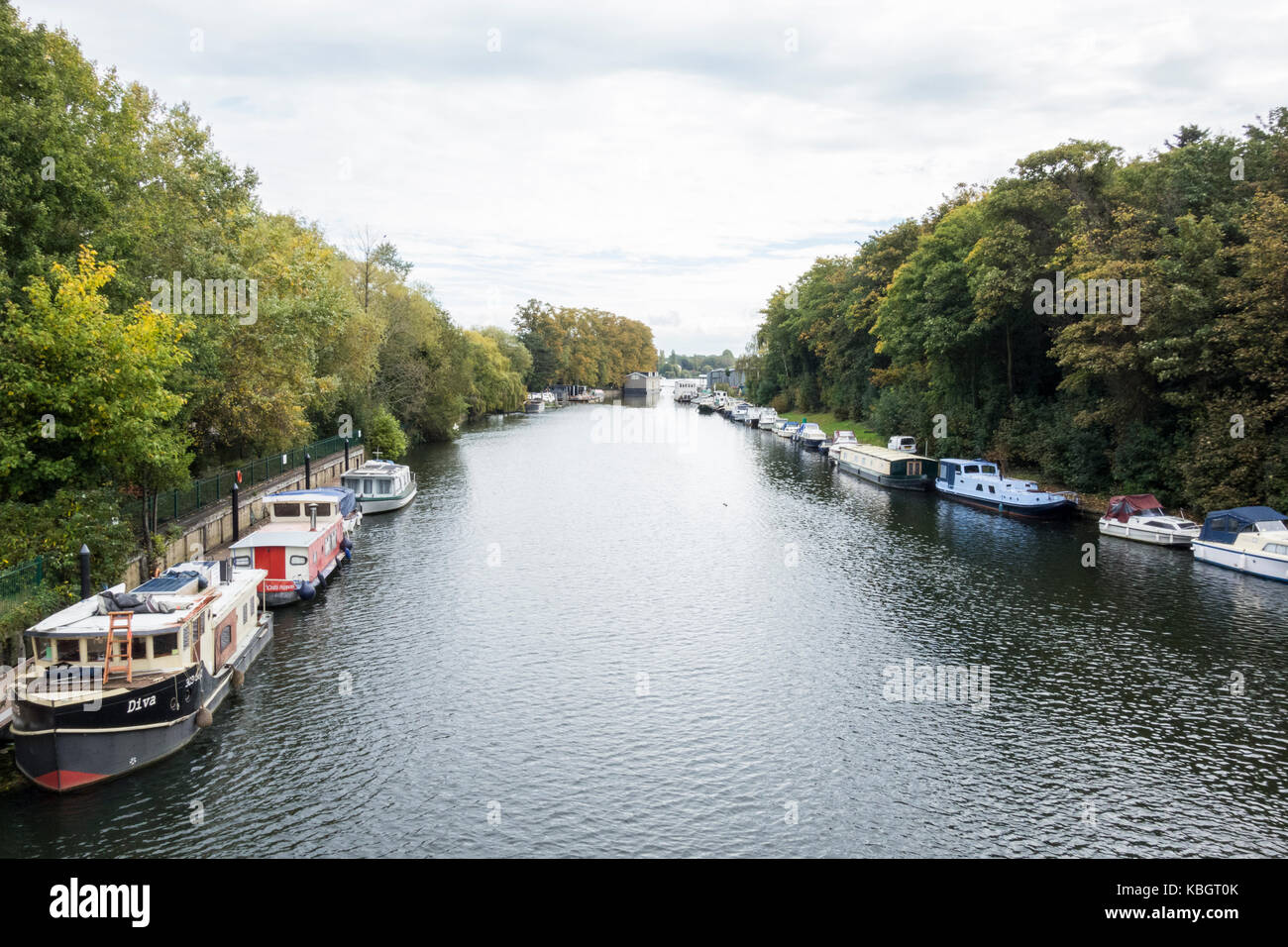A view from the suspension bridge at Port Hampton's Platts Eyot in ...