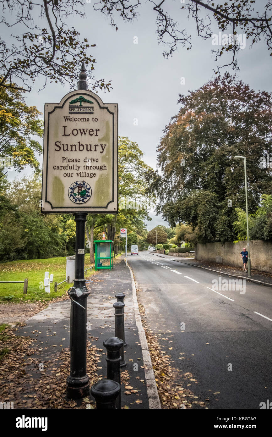 Lower Sunbury street sign, Spelthorne, England, UK Stock Photo - Alamy