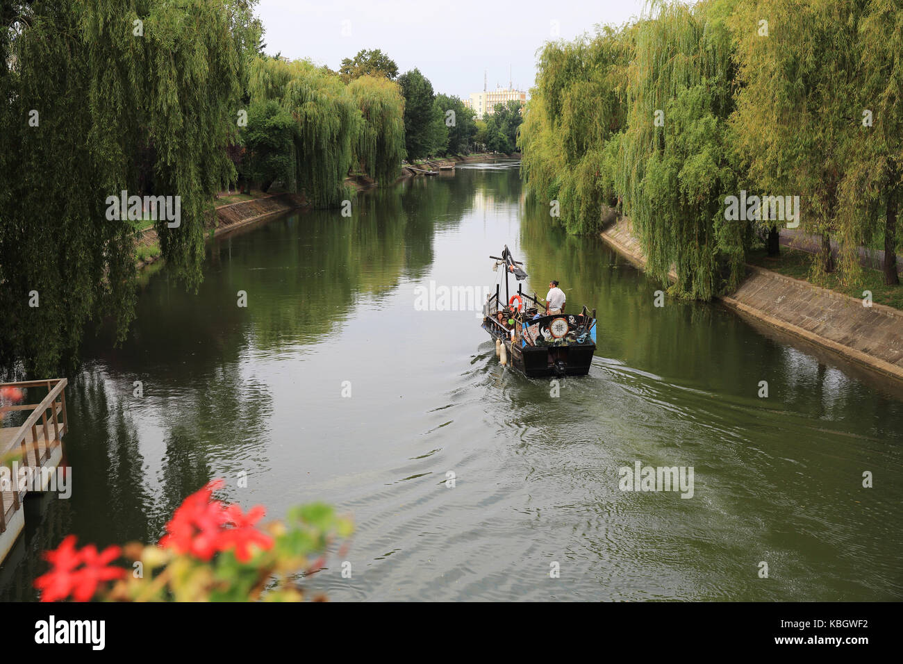 The Bega Canal, from the Michelangelo Bridge, in Timisoara, west ...